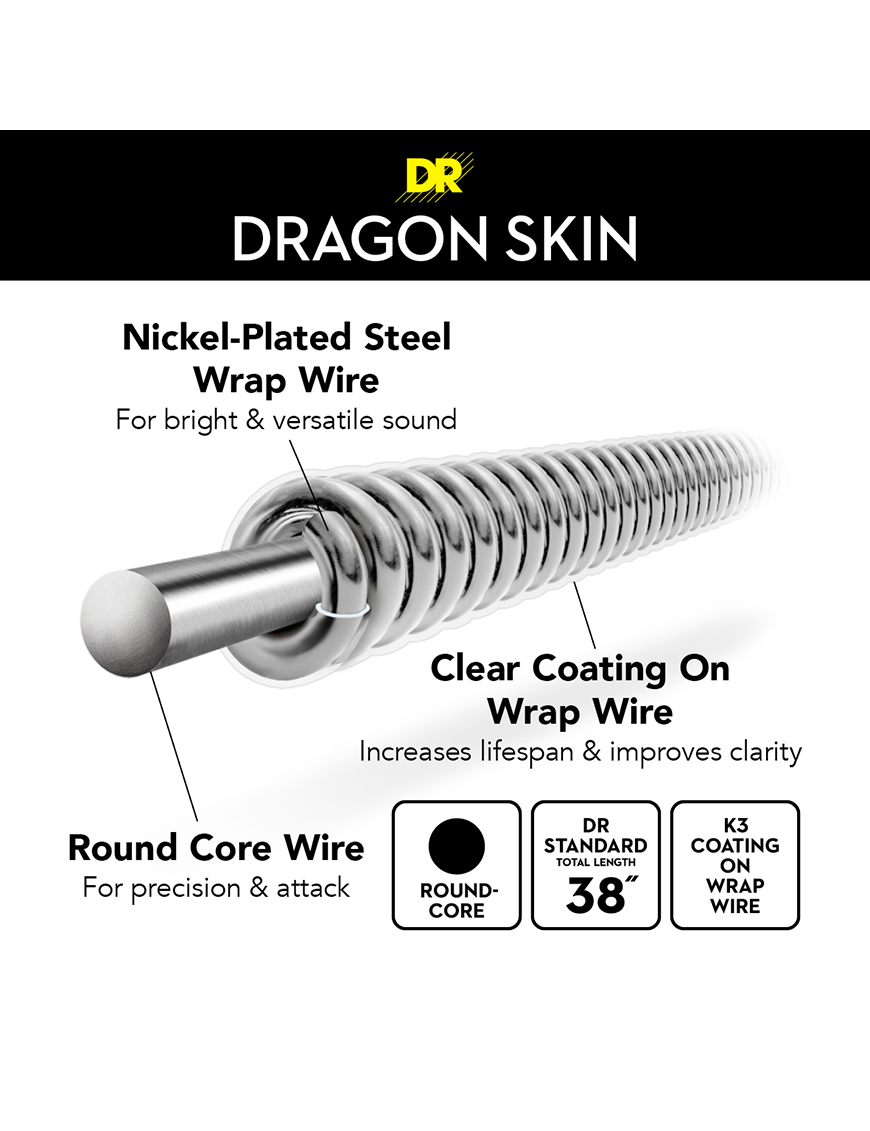 DR Cuerdas Guitarra Eléctrica 6D RAGON SKIN™ 9-42 Recubierta